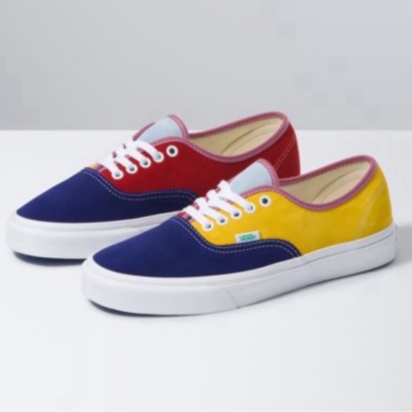 Vans | Shoes | Vans Authentic Colorblock Suede Sneakers Red Blue Yellow ...